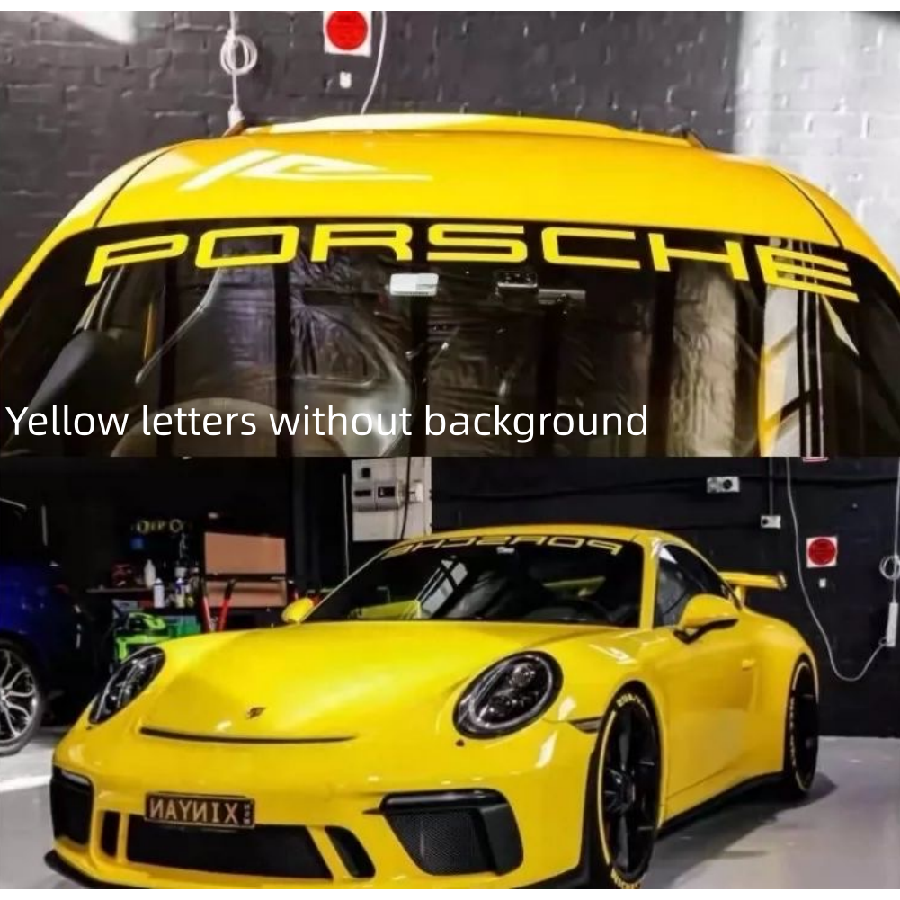 Car Decal Vinyl Sticker for Porsche: Yellow letters without background ...
