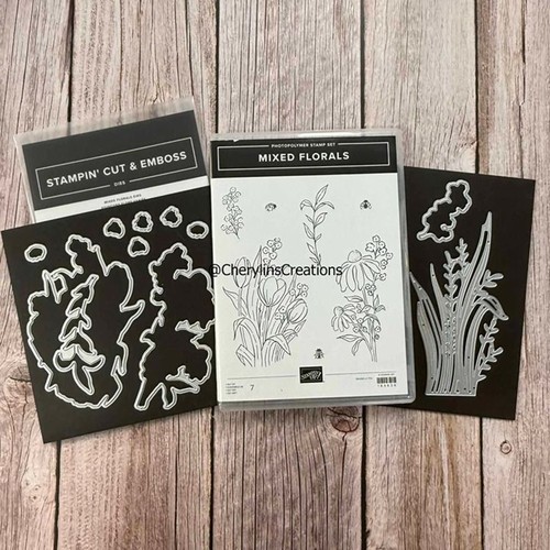 MIXED FLORALS Stampin Up Stamp Set & Dies Bundle 164639 LINE ART ...