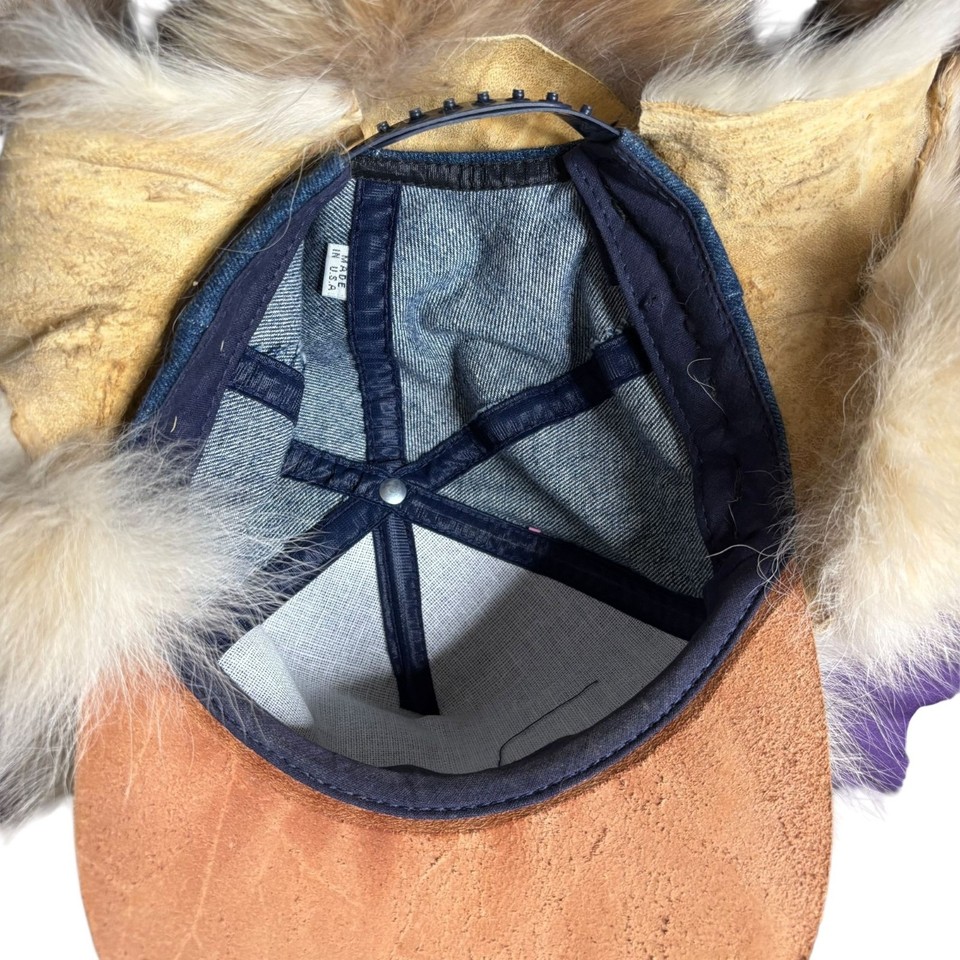 Handcrafted Real Coyote Fur Trapper Hat Leather Brim Bomber Mountain ...