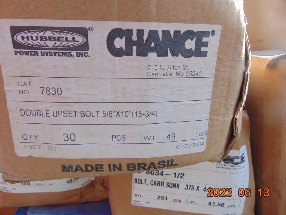 (1) HUBBELL CHANCE 7830 DOUBLE UPSET BOLT 5/8" X 10" (15-3/4) | eBay