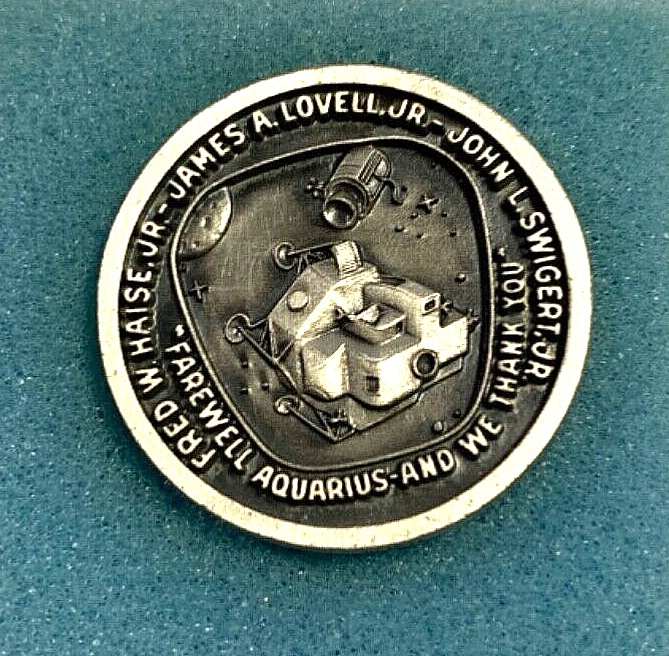 NASA Apollo 13 1970 Balfour Pewter Coin Medallion 2 Sided + Case 1.25 ...