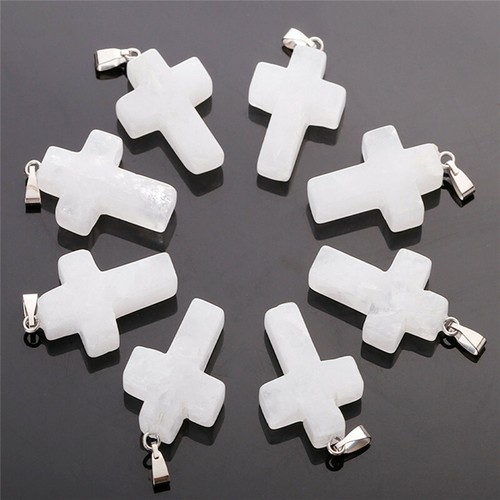 50Pcs Wholesale White Jade Stone Cross Pendant Bead 28x18x5mm | eBay
