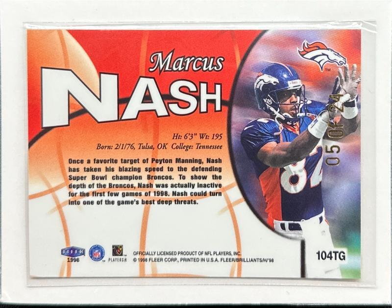 1998 Fleer Brilliants Marcus Nash 24KT Gold Rookie Card RC #05/24 ...