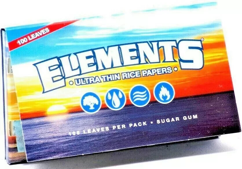 ELEMENTS Single Wide Rolling Papers Ultra Thin Rice 100 Leaves/Pack USA ...