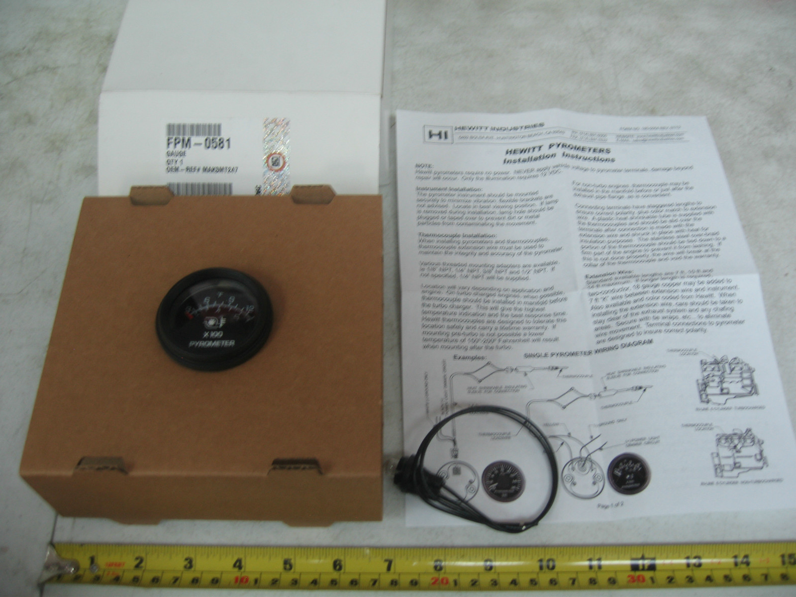 Electrical Pyrometer Gauge Kit PAI FPM-0581 Ref# Mack 3MT247 3MT241 2-1 ...
