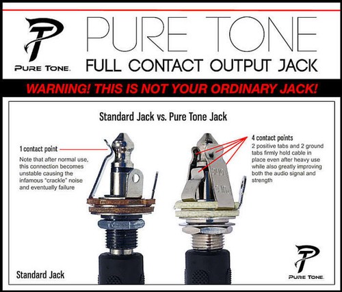 Pure Tone PTT1 Mono 1/4 inch Multi Contact Guitar & Bass Output Jack ...