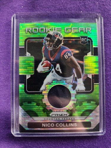 2021 Prizm Football Nico Collins Rookie Gear Memorabilia Card Green ...