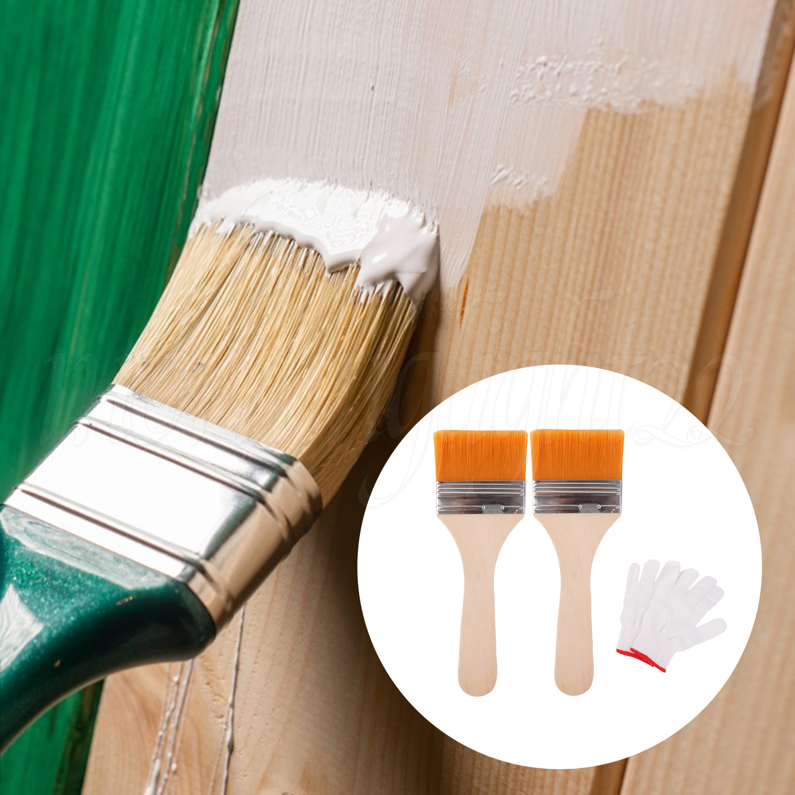 Thin Wood Paint Brush for Interior Exterior 2.5" & Nylon Mittens Set of ...