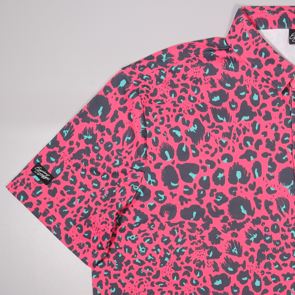 Sunday Swagger Performance Polo Golf Shirt Leopard Animal Print Men's ...