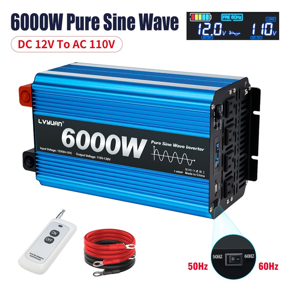 2500W 3000W 4000W 5000W Pure Sine Wave Power Inverter 12V/24V to 110V ...
