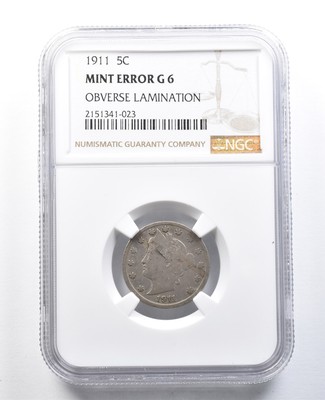 1911 Liberty V Nickel Mint Error Obverse Lamination G6 NGC *8264 | eBay