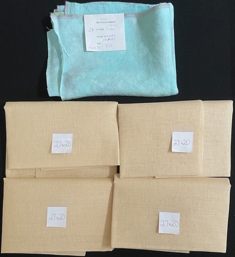 5xCross Stitch FABRIC piece: 28ct Linen 4x 27" x 20" + Seaside Melody aqua-ZW119 | eBay