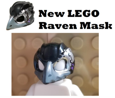 LEGO Bird Mask RAVEN Silver Plates Rivets Solid Gray Beak Black ...