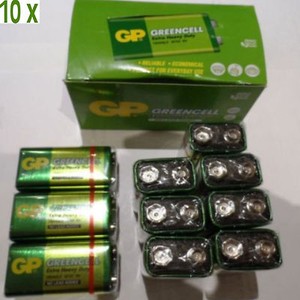10 x GP GREENCELL EXTRA HEAVY DUTY 9V PP3 BATTERIES