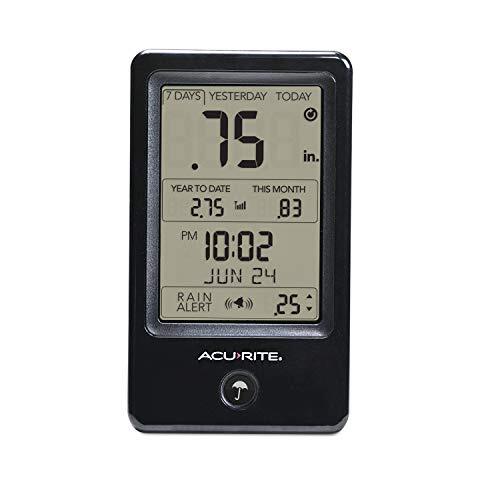 AcuRite 02446M Wireless Rain Gauge with Indoor Digital Display Black ...