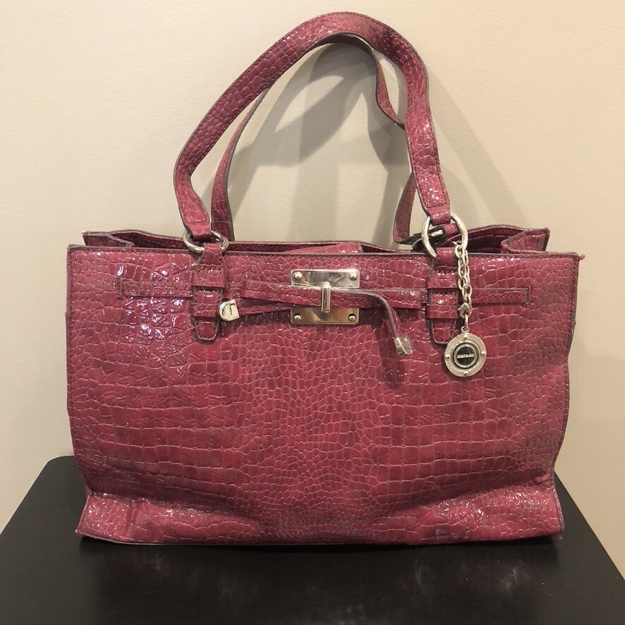 Mac & Jac Maroon Snakeskin pattern Shoulder Tote (E09… - Gem