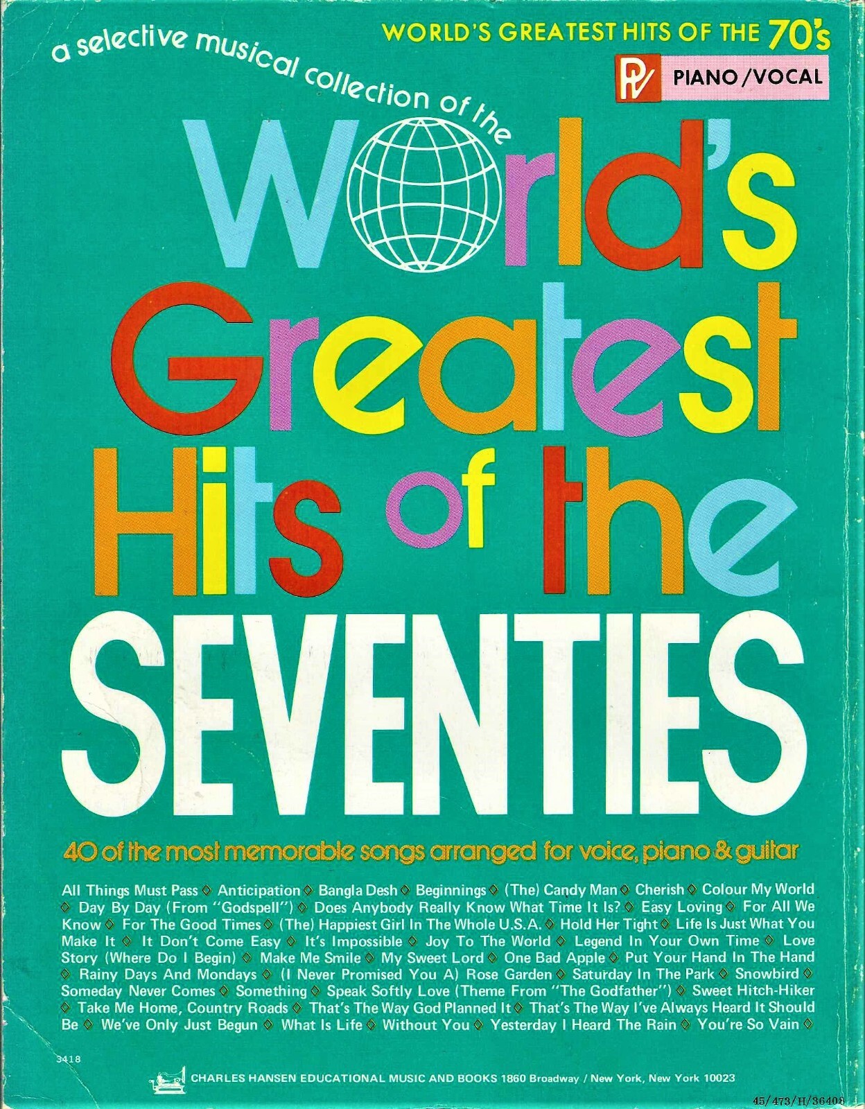 World's Greatest Hits of the Seventies 40 songs Piano-Vocal-Guitar | eBay