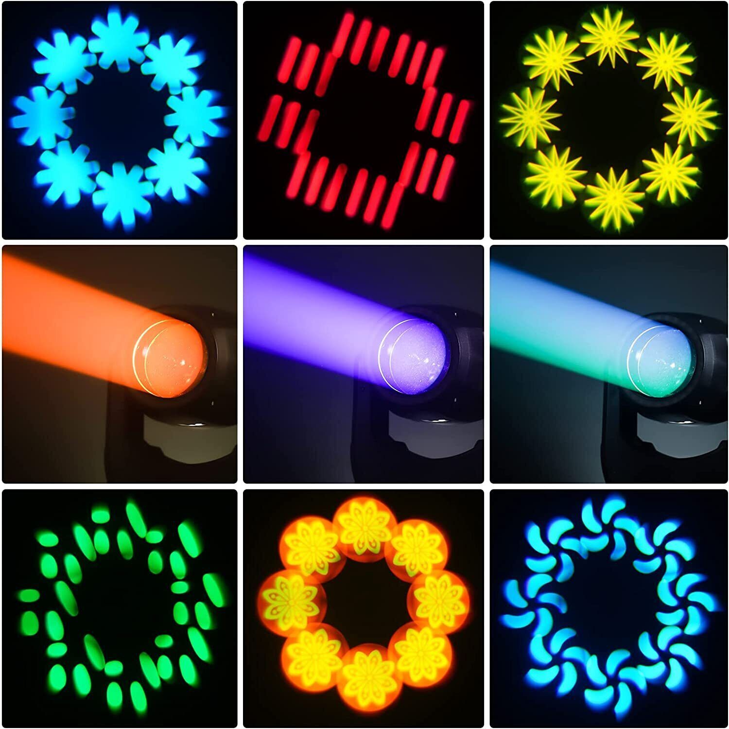 2x 180W LED 8 Prism Gobo Bühnenlicht DMX Strahler Disco Moving Head ...