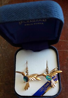 Ariki New Zealand Made Paua And Gold Plated Hummingbird Earrings ...