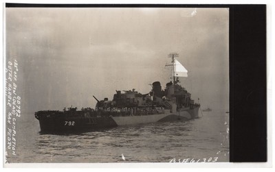 1944 Destroyer DD-792 USS Callaghan off San Pedro in 1980s Made Photo ...