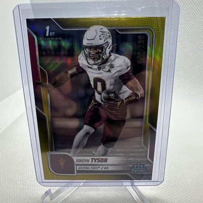 Jordyn Tyson 2025 Bowman University Chrome # 31 Yellow Refractor /350 ...