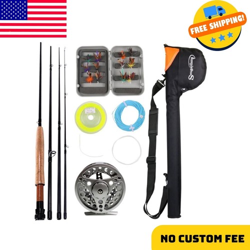 Saltwater Freshwater Fly Fishing Rod with Reel Combo Kit | eBay