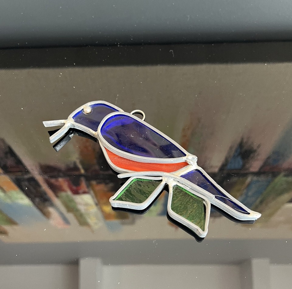 Robin - Vintage Leaded Stained Glass Bird Ornament / Suncatcher | eBay