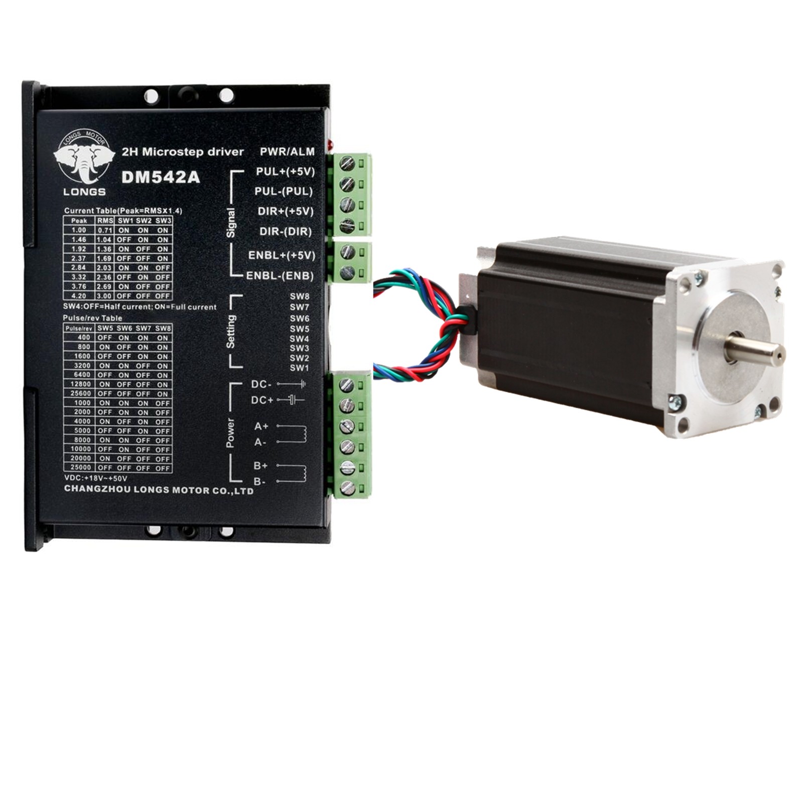 1 axis Nema 23 stepper motor 425 oz.in single & Driver DM542A ...