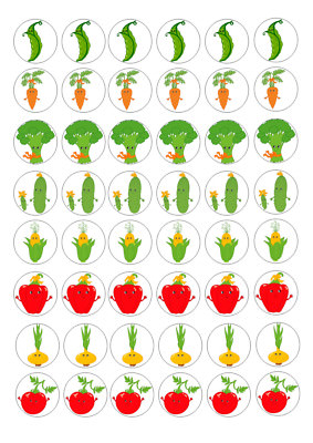 48 MINI VEGETABLES CUPCAKE TOPPER WAFER RICE EDIBLE FAIRY CAKE TOPPERS ...
