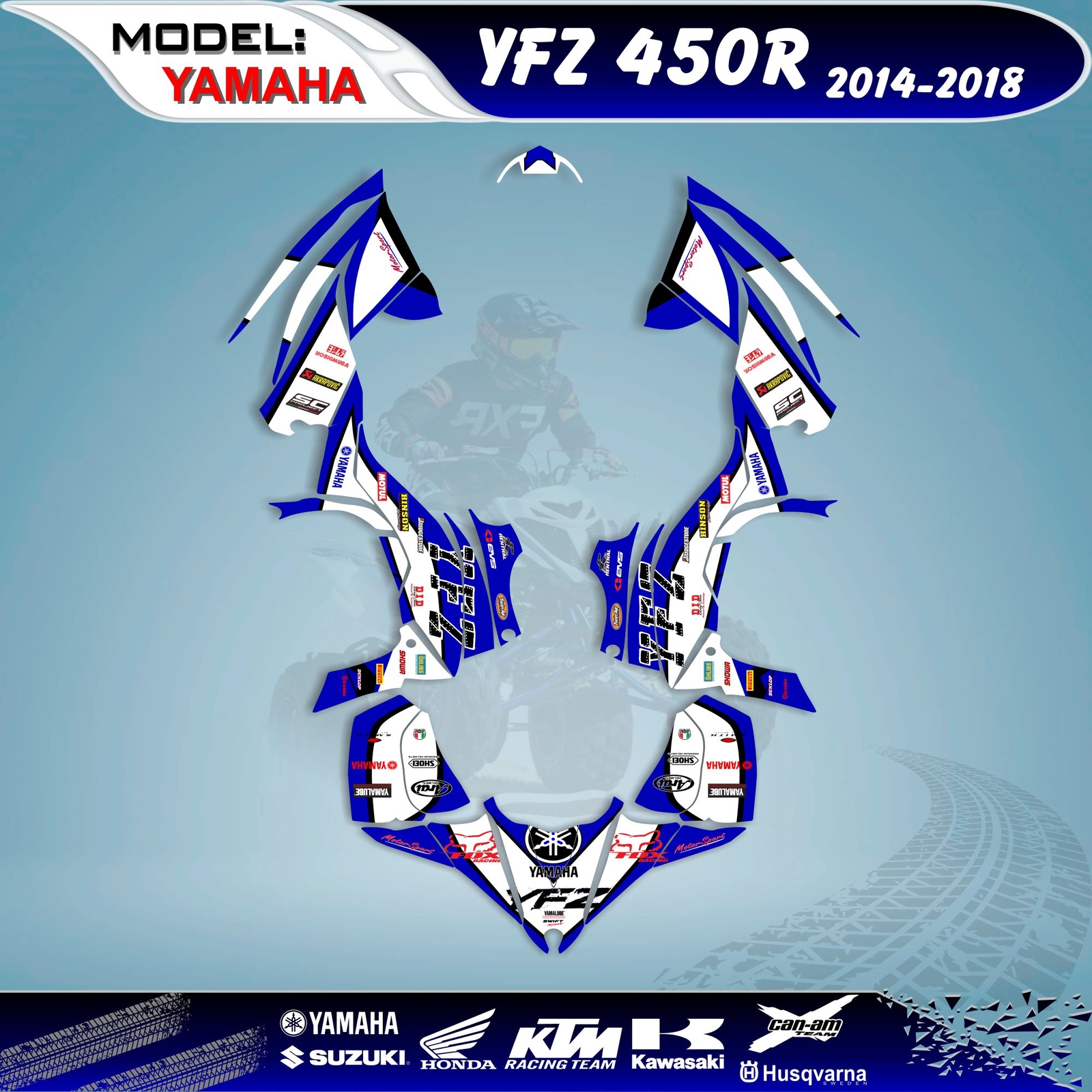 Graphic Decals Kits 4 Yamaha YFZ 450R YFZ450R 2014-2018 Sticker Racing ...