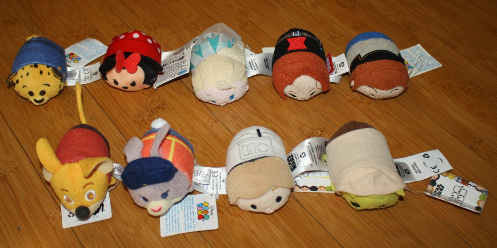 Lot of 9 Disney Tsum Tsum Mini Plush Star Wars Clawhauser Elsa Officer ...