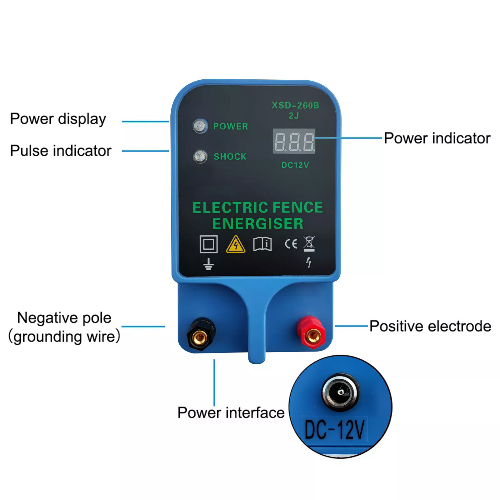 10KM DC12V Electric Fence Energizer Controller LCD Display For Poulty ...