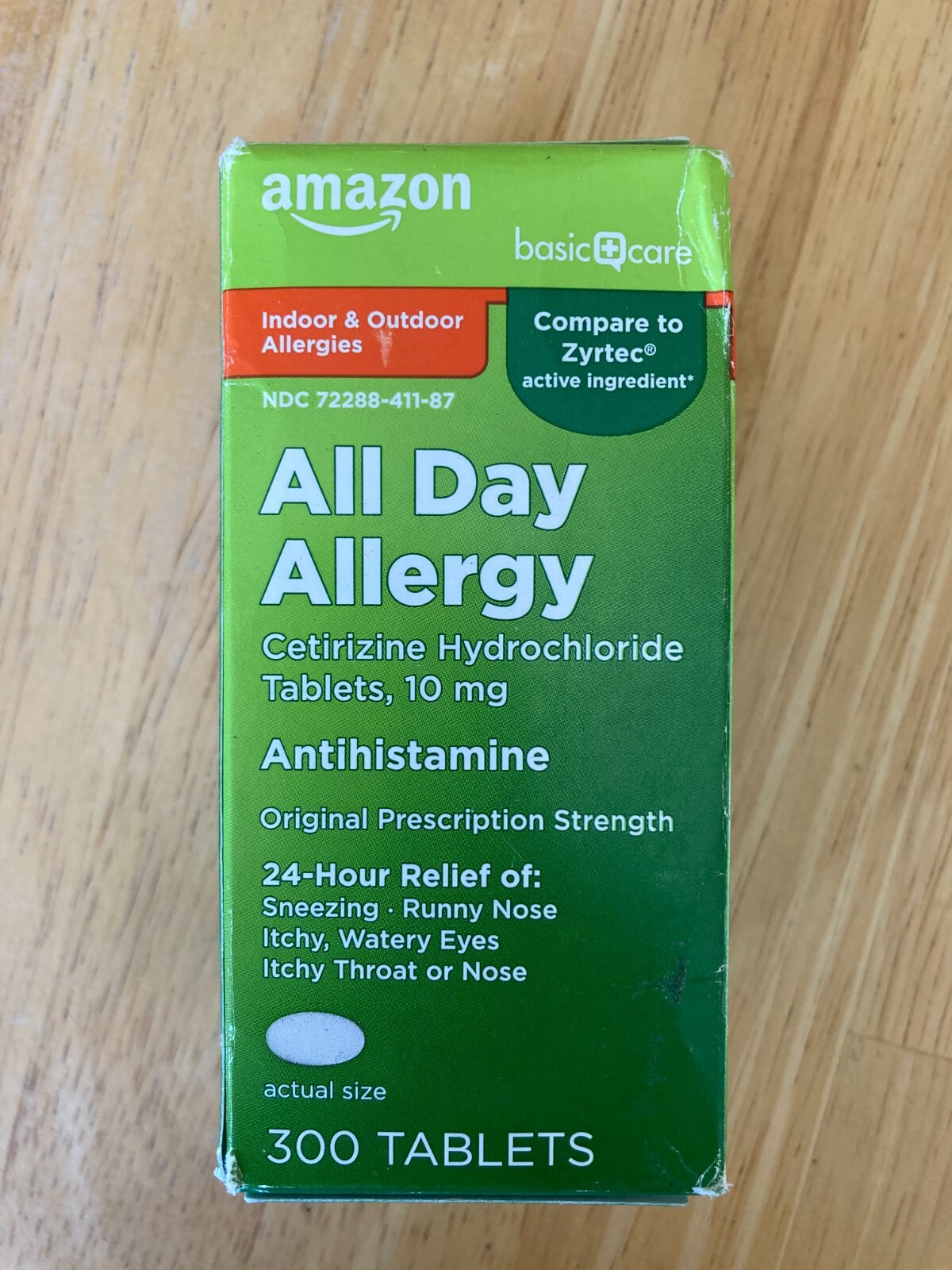 Basic Care Allergy Cetirizine HCL 10mg Antihistamic - 300 Tablets for ...