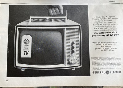 Vintage 1964 Original Print Ad General Electric Personal Portable ...