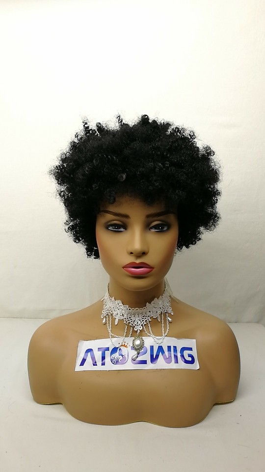 Short Afro Curly Black Wigs Pixie Cut Synthetic Wig for African ...