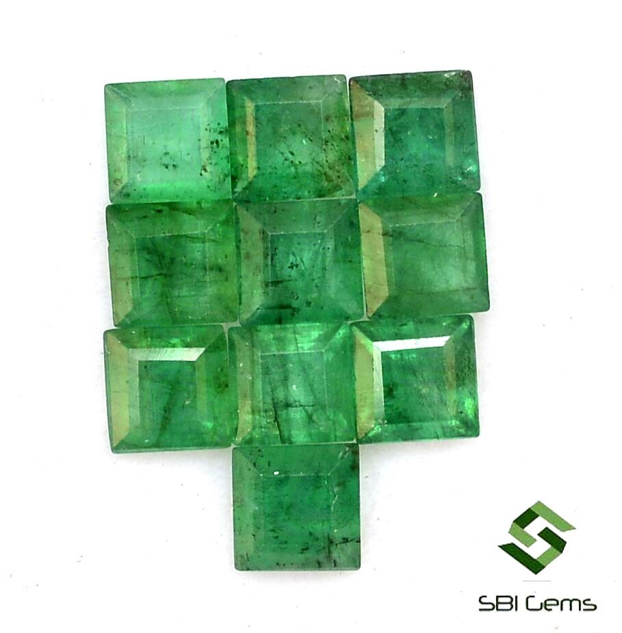 3.23 Cts Natural Emerald Square Cut 4 mm Lot 10 Pcs Calibrated Loose ...