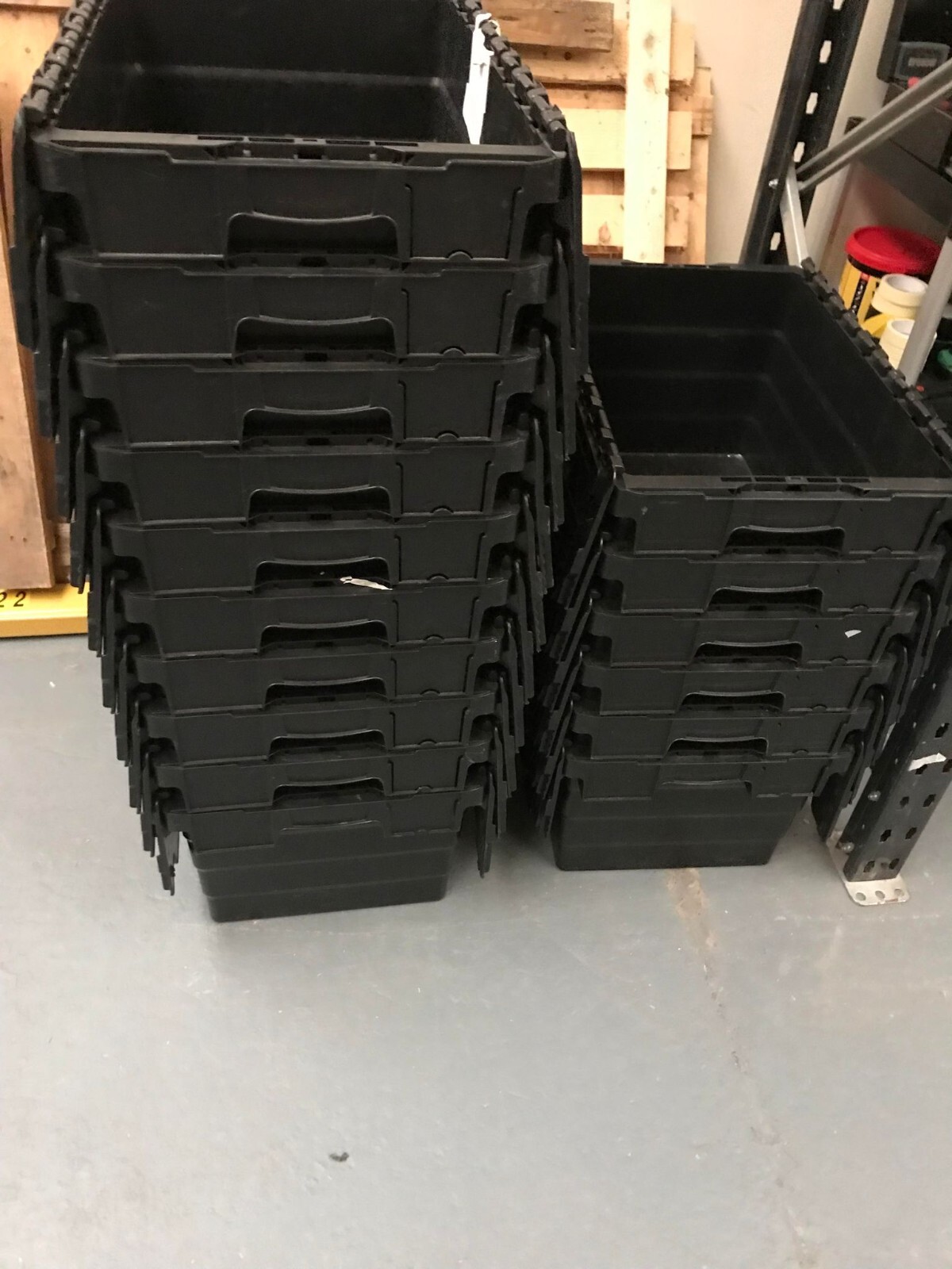 5 Recycled Plastic Storage Boxes Heavy Duty Eco Black Crates with Lids ...
