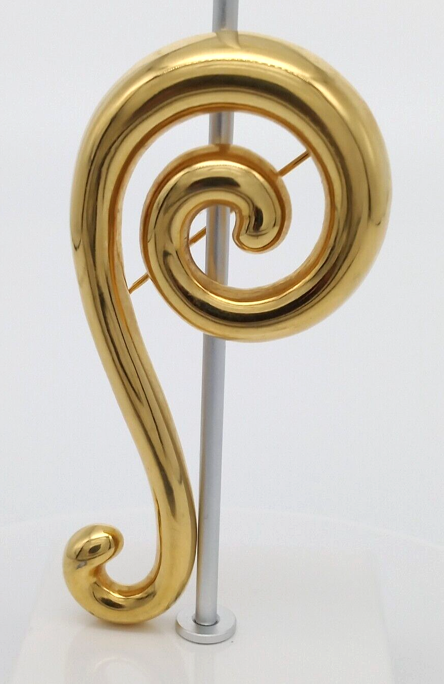 Monet Brooch Pin Swirl Design Abstract Gold Tone Metal Vintage ...