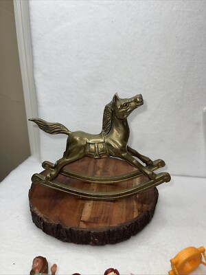 Vintage Solid Brass Rocking Horse Metal Figurine 6" | eBay