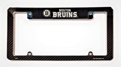 Boston Bruins Chrome License Plate Frame Metal Tag Cover EZ View Carbon ...