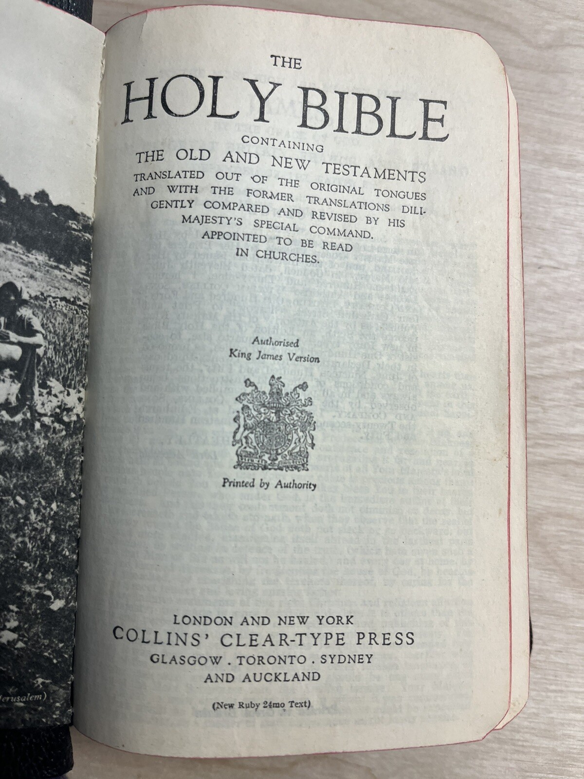Holy Bible Collins Clear Type Press Genuine Leather 1940s Illustrated 6 ...