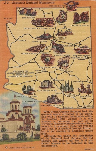ARIZONA - National Monuments - MAP - 1940 | eBay