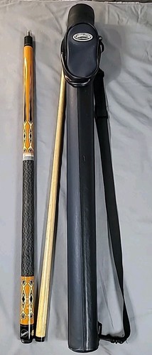 CASEMASTER BILLIARD/POOL CUE STICK CASE BLACK/BLUE STRAP w/ 2 Pc. CUE ...