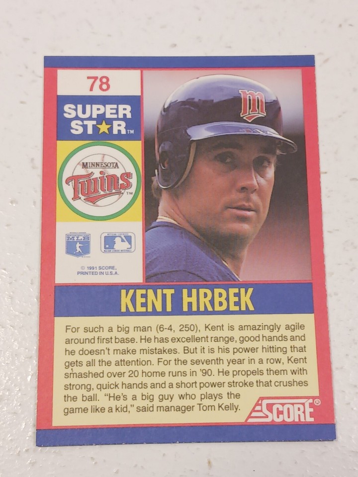 Kent Hrbek Minnesota Twins 1991 Score Super Star Card #78 | eBay