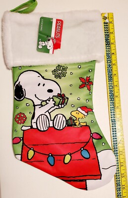 Peanuts Official Collectable Snoopy Christmas Stocking Woodstock Green ...