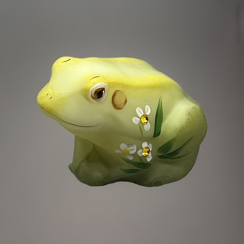 Fenton Glass Natural Collection Frog Opal Satin Swarovski Crystal Hp A ...