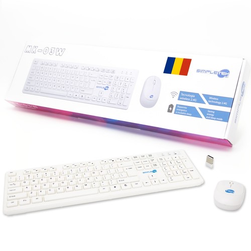 Kit Souris Et Clavier sans Fil Layout Roumain Ro Blanche Kit Set M&K ...