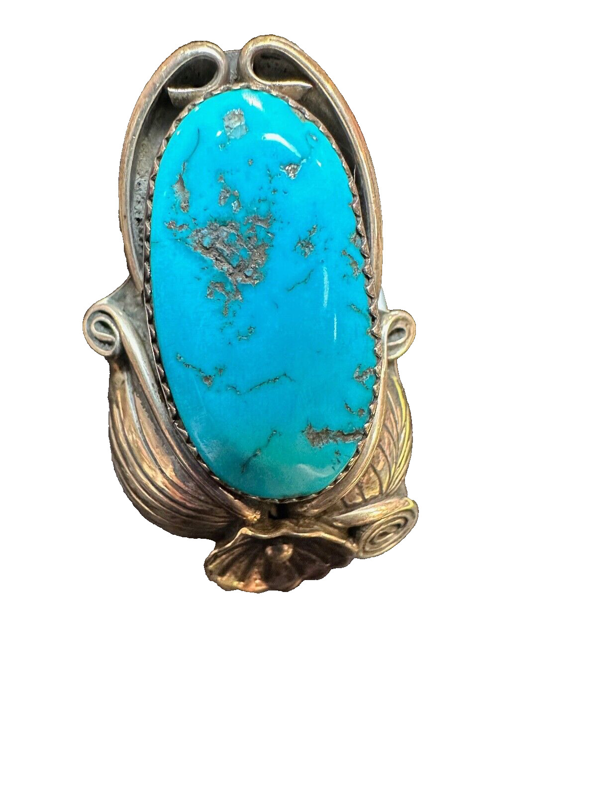 Native American Bright Blue Turquoise Ring - Gem
