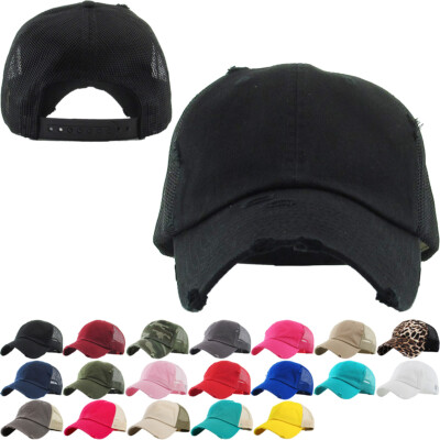 Vintage Distressed Mesh Back Dad Hat Baseball Cap Unconstructed | eBay