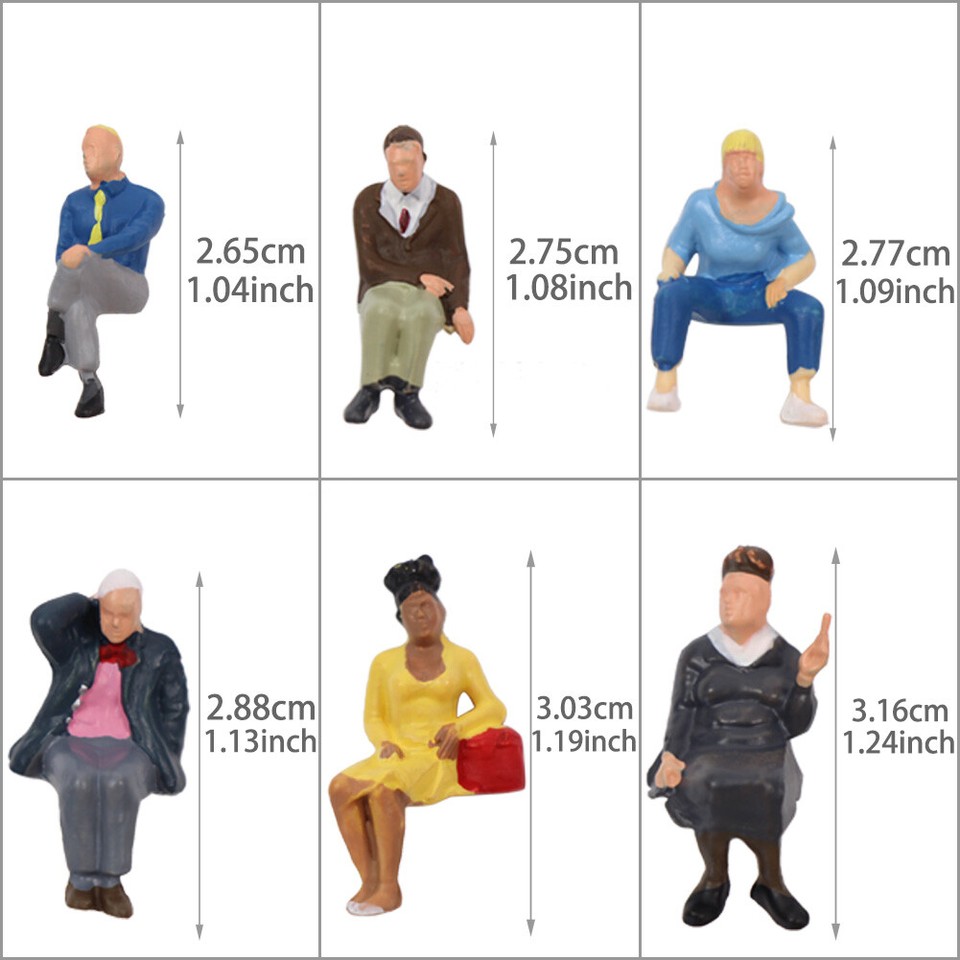 25pcs Different Seated Figures O scale 1:50 Painted People Model ...